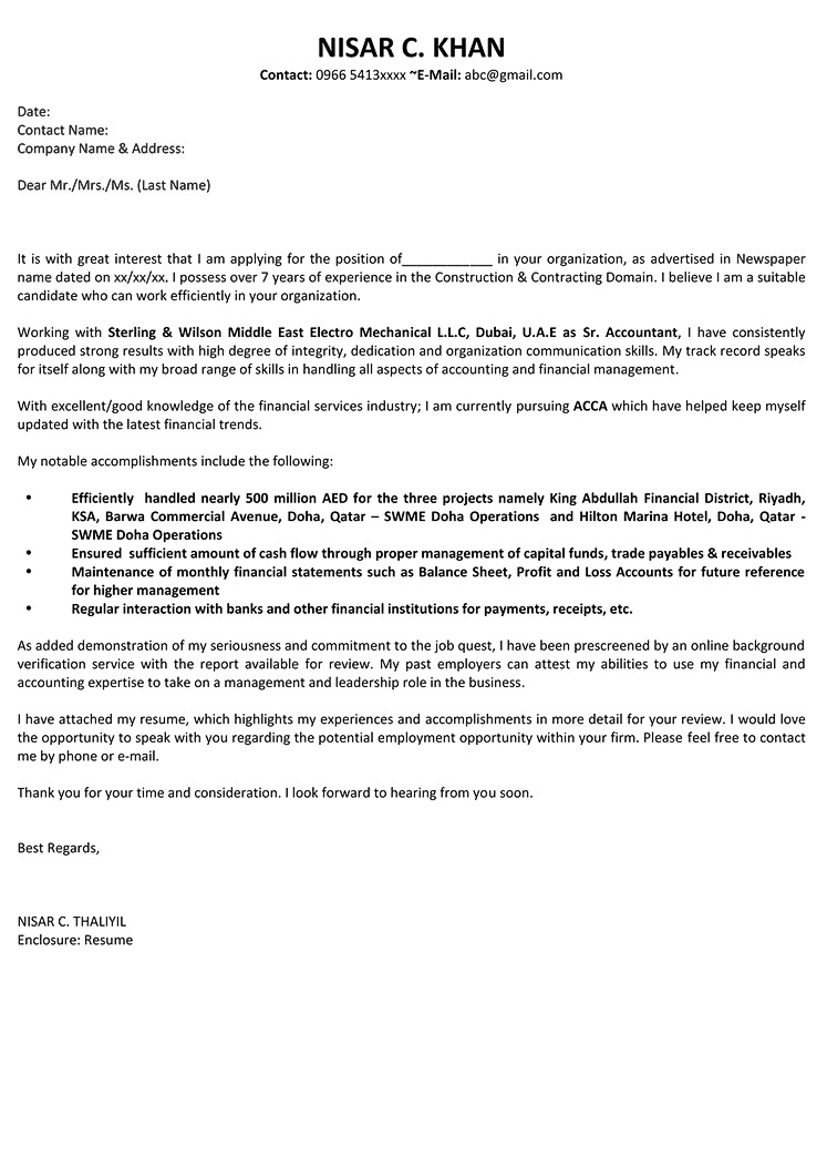 Cover Letter Sample Resume Cover Letter Format Naukri